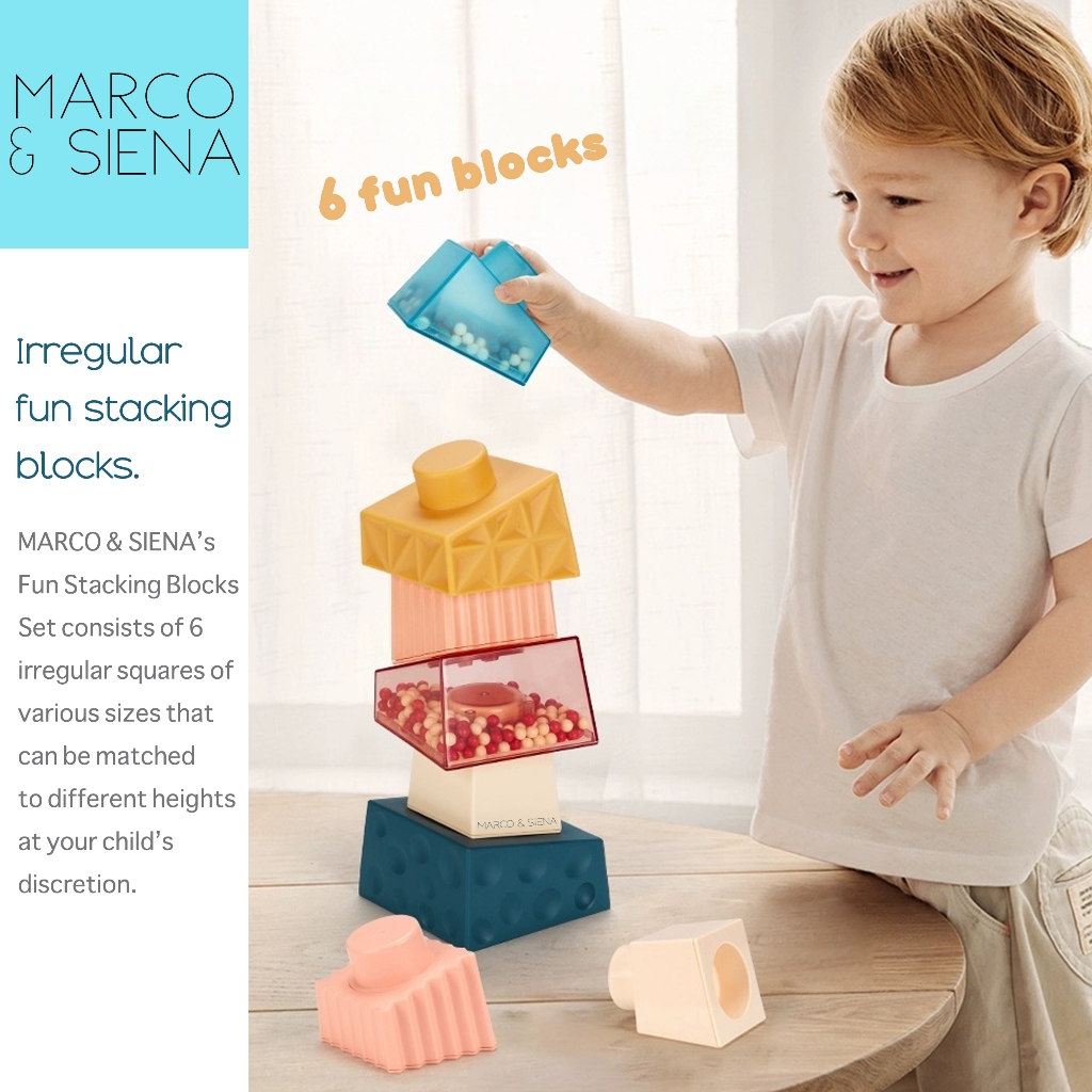 Jual [PREMIUM] MARCO SIENA Mainan Sensory Anak Balok Susun Tumpuk ...