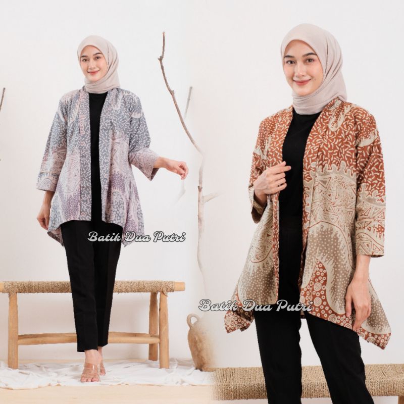 Jual BATIK DUA PUTRI - Blazer Batik Wanita Modern Outer Batik Wanita Piramid Terakota Blazer ...