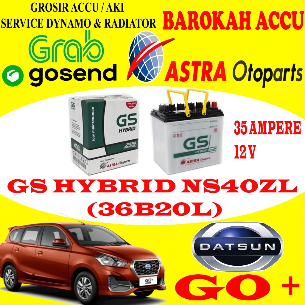 Jual AKI MOBIL DATSUN GO+ GS HYBRID NS40ZL / 36B20L, 35 AH ASTRA OTOPARTS | Shopee Indonesia