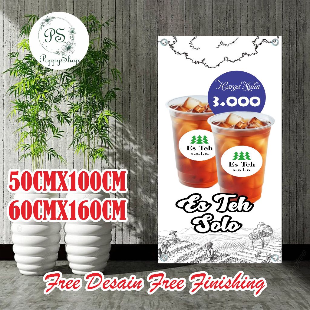 Jual Spanduk Banner 50X100 Es Teh Solo Bisa Custom Desain | Shopee ...