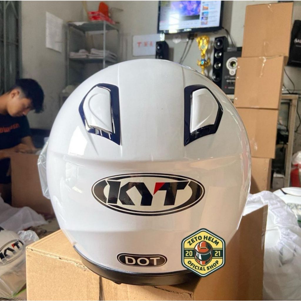 Jual HELM HALFACE KYOTO | GRADE ORI | SNI | WHITE SOLID | HELM GANTENG ...