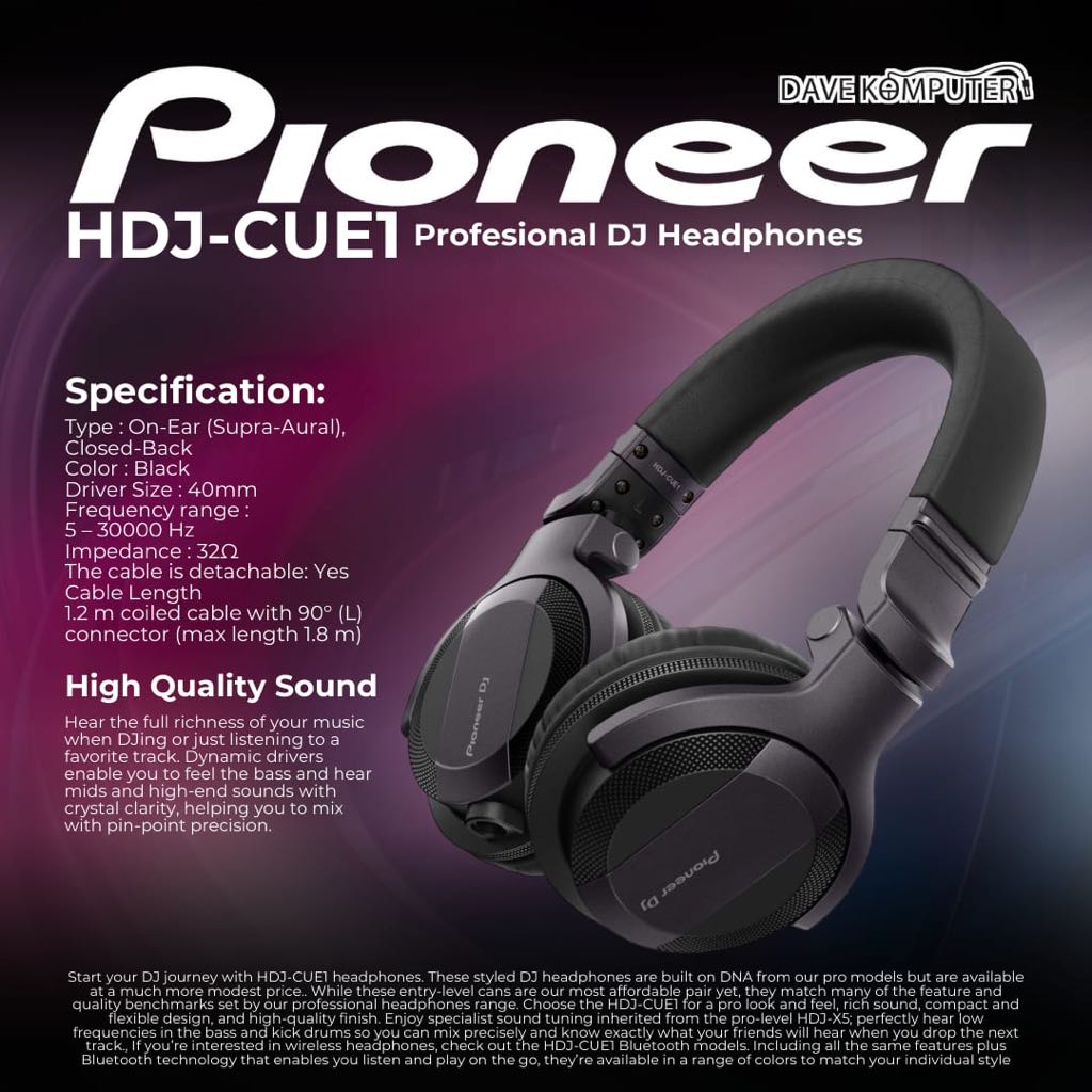 Jual Pioneer HDJ CUE1 / HDJ CUE 1 / HDJ-CUE1 DJ headphone | Shopee ...
