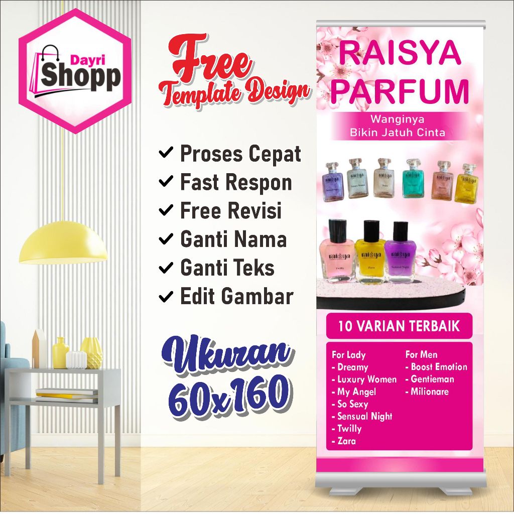 Jual Size 60x160 cm,Spanduk Banner Parfum Cantik Pink Custom | Shopee ...