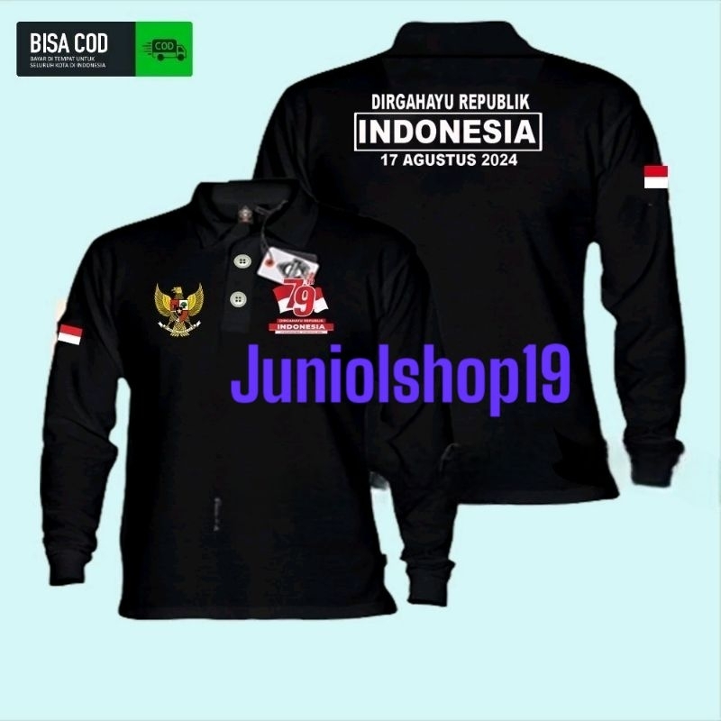 Jual Poloshirt Lengan Panjang Hut Ri 17 Agustus Ke 79 Kemerdekaan 1945 Baju Poloshirt Pria ...