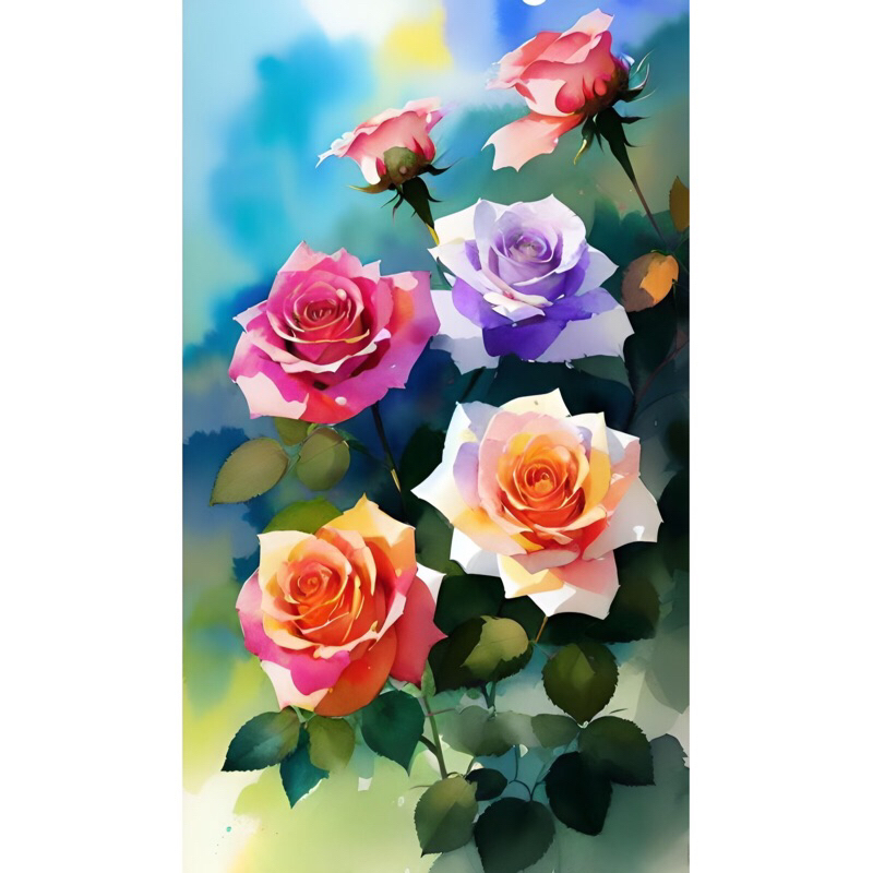 Jual hiasan dinding lukisan cetak gambar bunga Rose plus bingkai uk ...