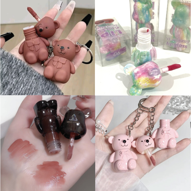 Jual [COD] Lipstick Matte Lucu Bear Gantungan Kunci Beruang Bibir Mencerahkan Warna Matte ...