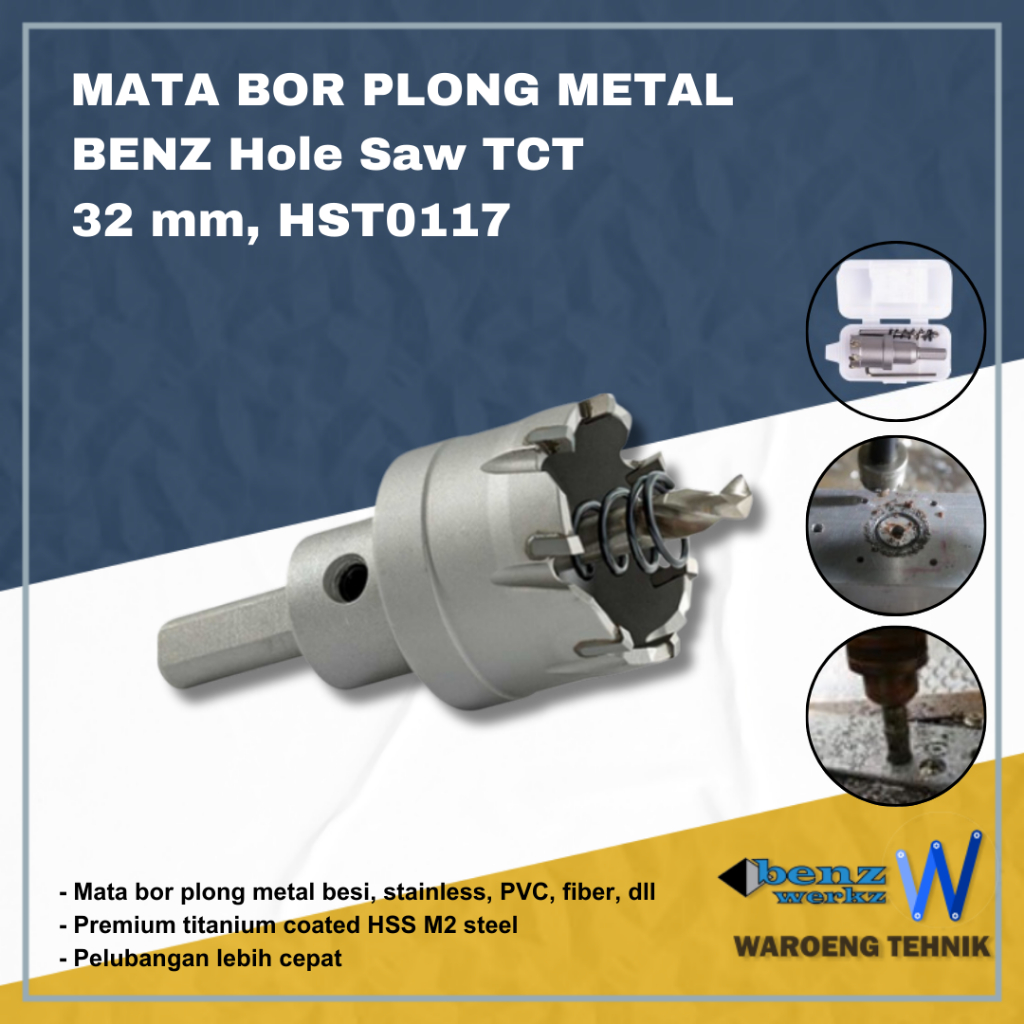 Jual Mata Bor Plong Metal Besi 32mm BENZ Hole Saw TCT 32mm HST0117 ...