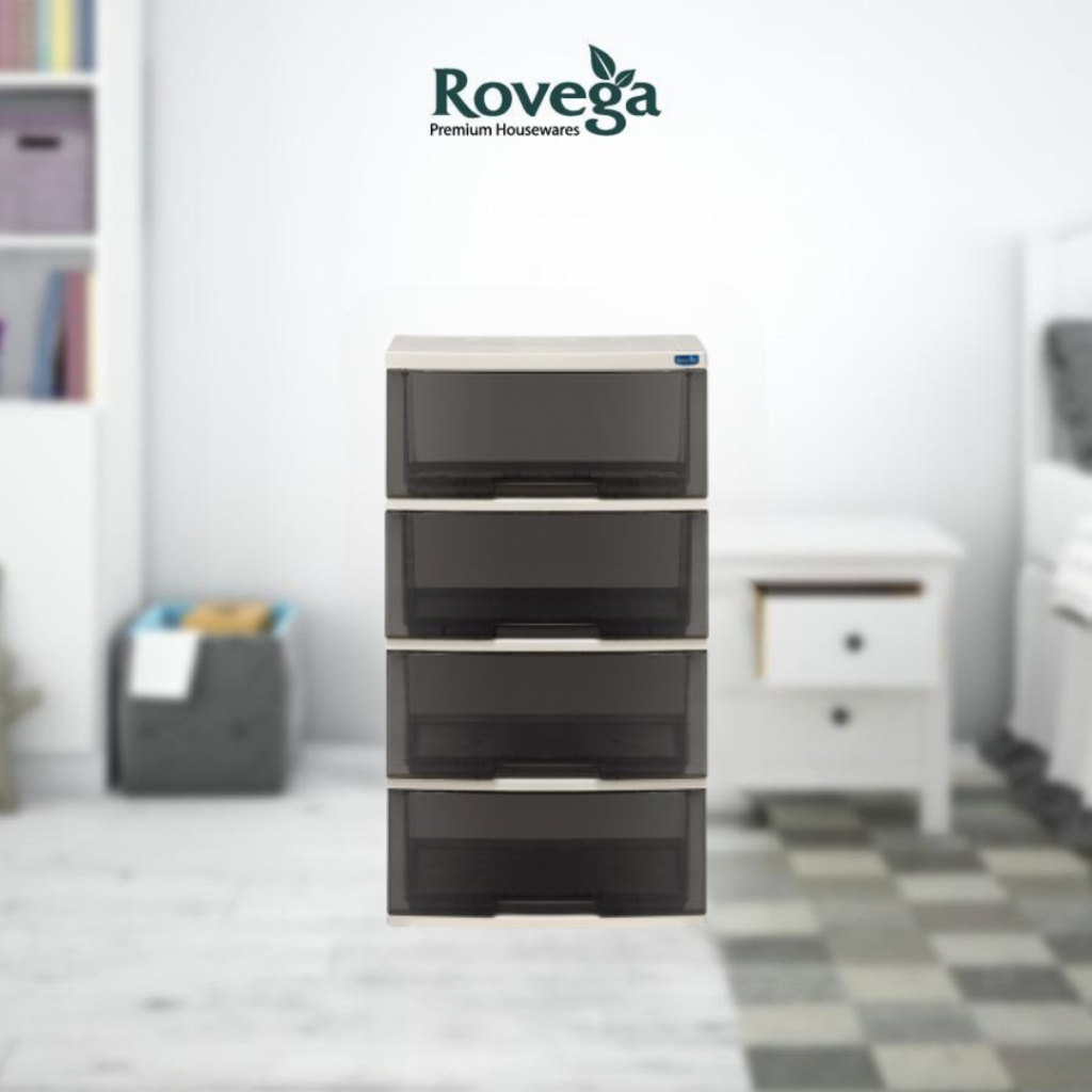 Jual Rovega Kabinet/Laci Lemari Plastik 4 Susun Magnum Tranparant Black ...