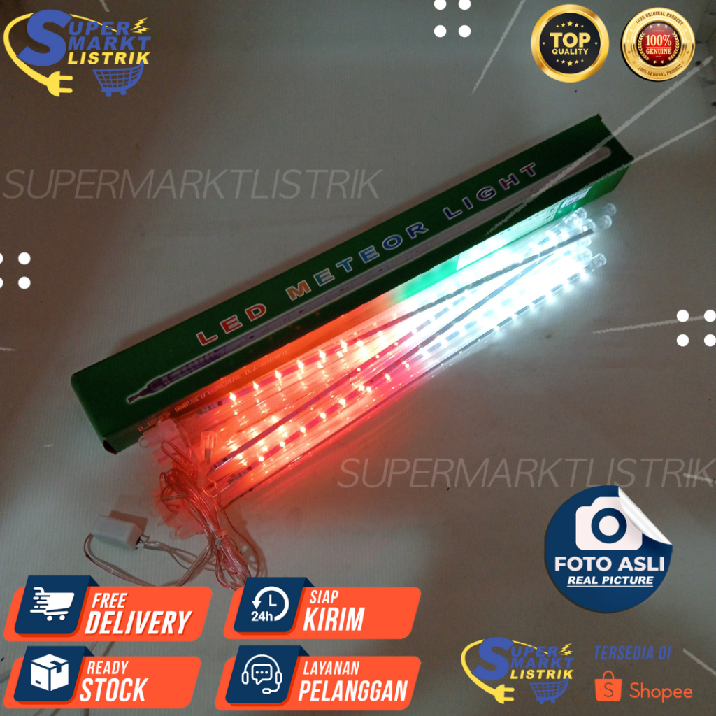 Jual Lampu Meteor LED Merah Putih & RGB 50CM 8 Batang Lampu Taman Lampu ...