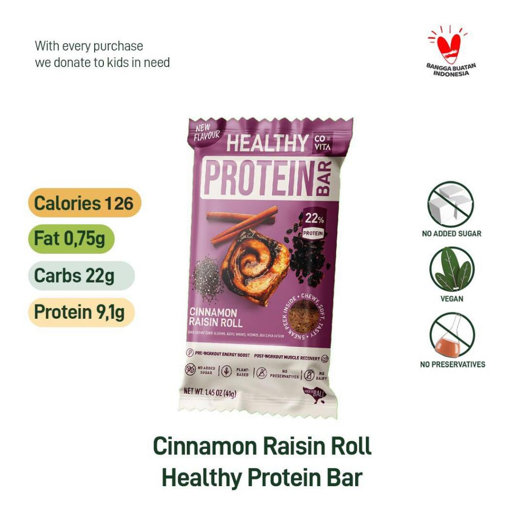 Jual Covita Healthy Protein Bar - Cinnamon Raisin Roll - Tanpa Gula ...