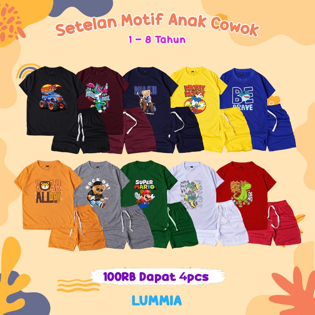 Jual Baju anak - 100RB 4 SET - Setelan Anak Unisex Motif Lengan Pendek ... Jual Baju anak - 100RB 4 SET - Setelan Anak Unisex Motif Lengan Pendek ...