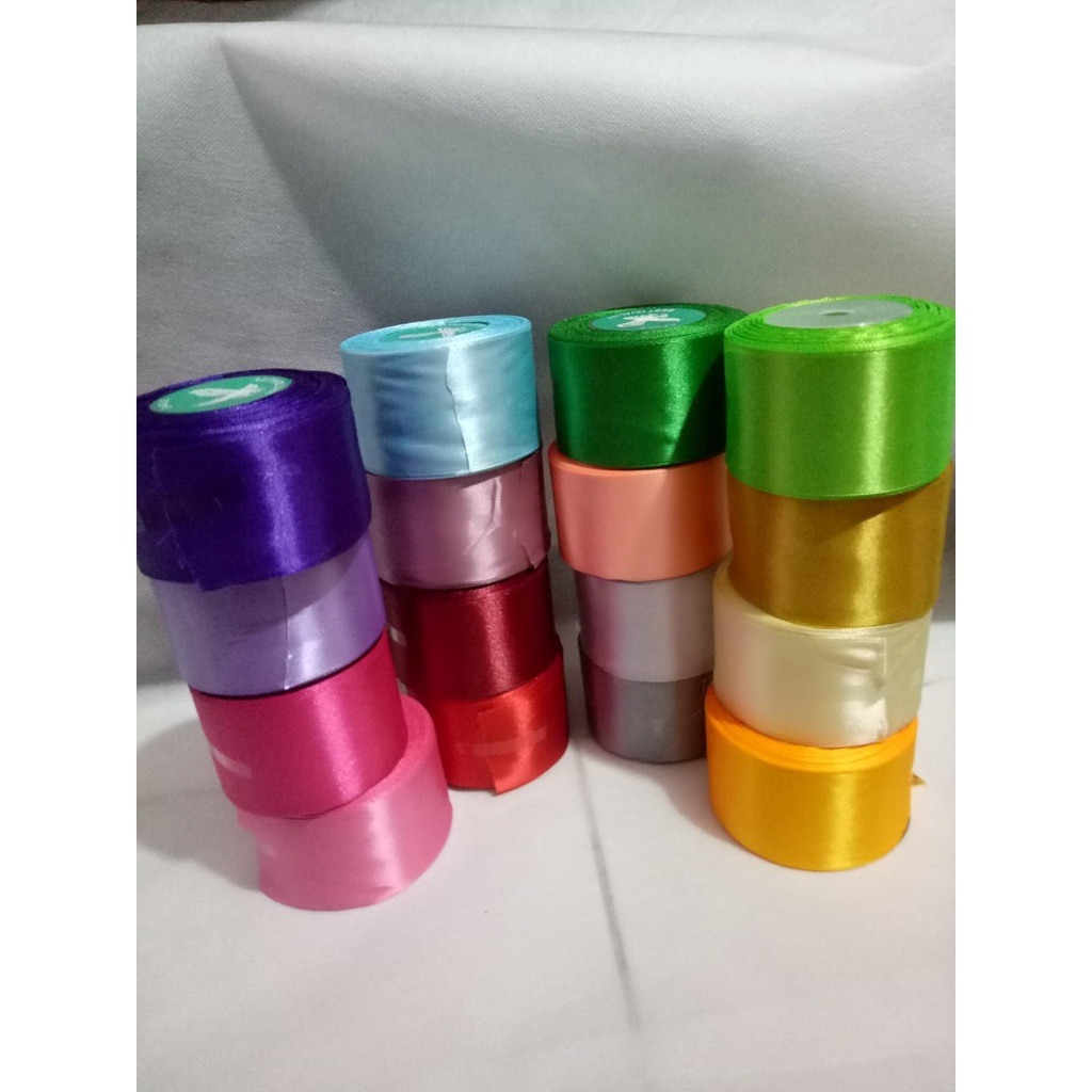 Jual Pita Satin 2 inch 5 cm Per Slop isi 5 roll pita kado pita Bucket ...