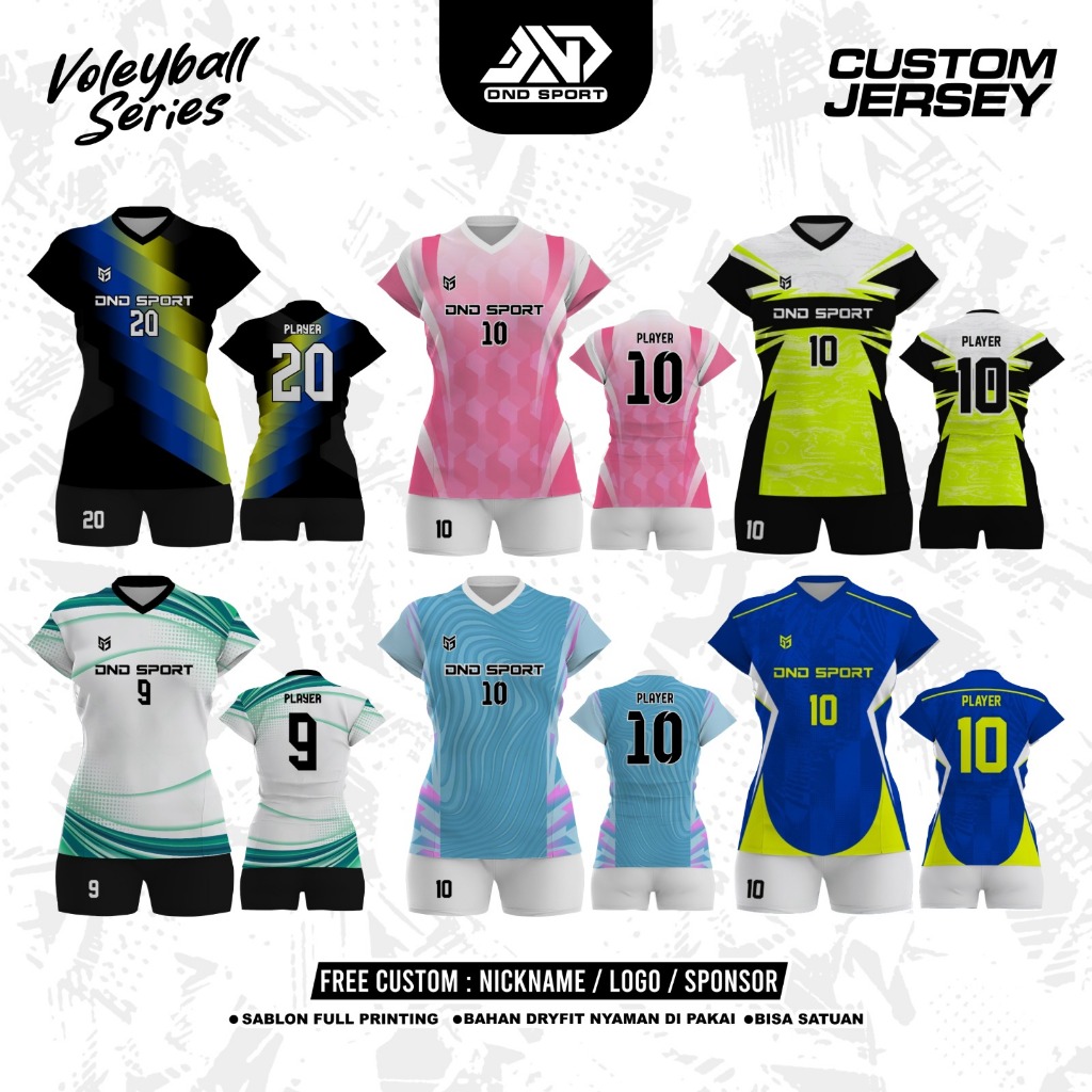 Jual Jersey Volly Custom Gratis Nama Nomor Logo Sponsor Volly Series ...