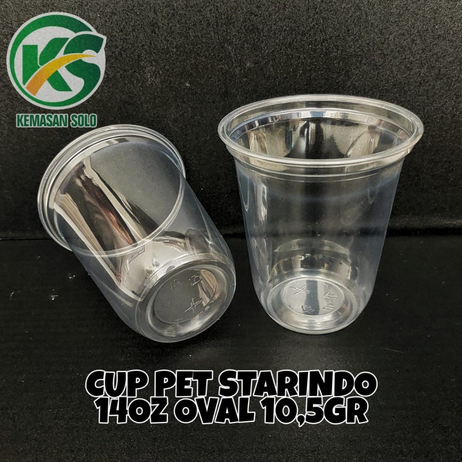 Jual Gelas plastik PET cup oval 14 oz 10,5 gr bening STARINDO | Shopee ...