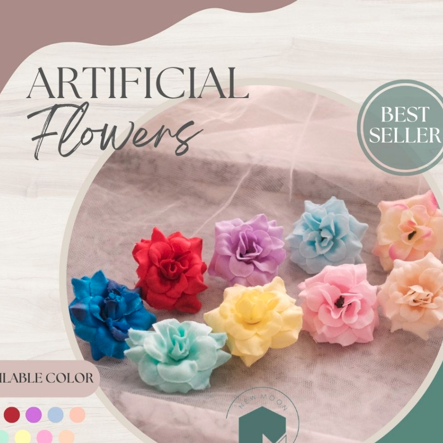 Jual Artificial flower rose kepala bunga mawar silk 5 cm bud head ...