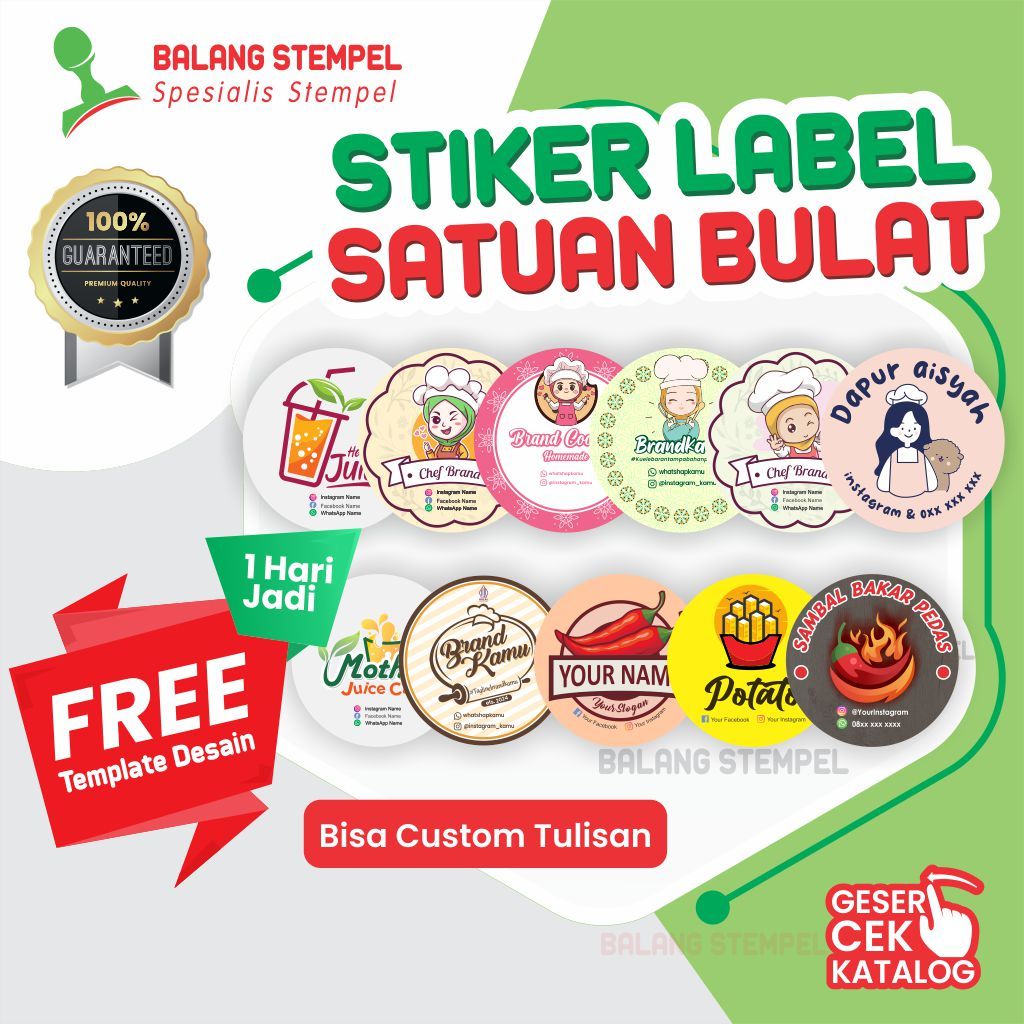 Jual Stiker Label Satuan Model Bulat Custom Lebel Brand Kemasan Botol ...