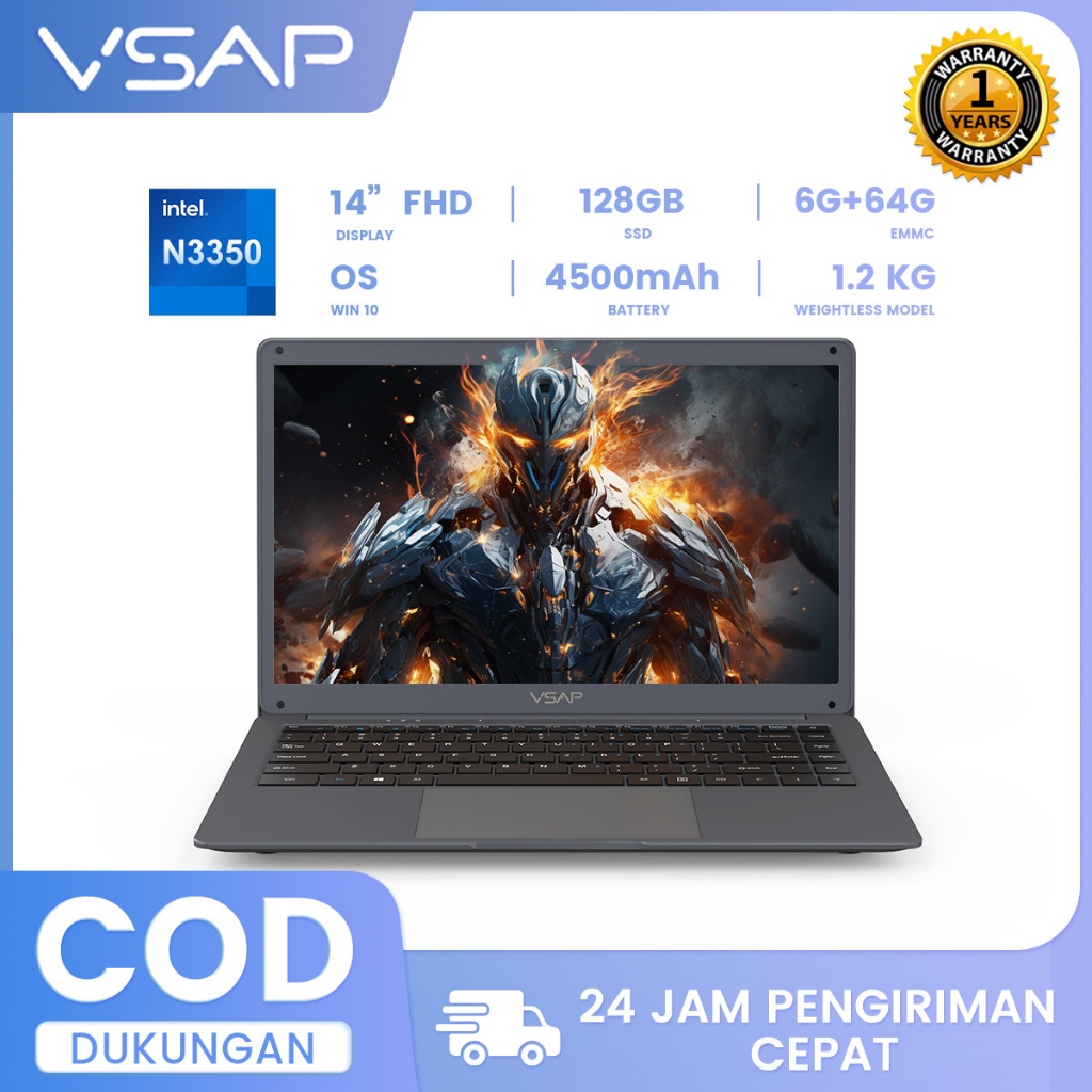 Jual VSAP Notebook Laptop Intel Celeron N3350 RAM 6GB+64GEMMC / SSD 128GB Windows 10 OHS 14 Inch ...
