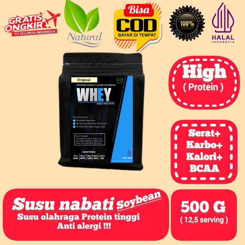 Jual WHEY PROTEIN/500GRAM/SUSU KEDELAI/SOYBEAN/NUTRISI FITNES/SUPLEMEN ...