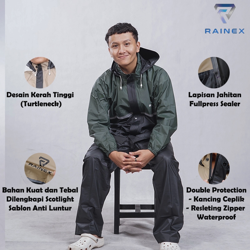 Jual Rainex Raincoat - Jas Hujan/Mantel Pria & Wanita Bahan Karet PVC Tebal, Press Sealer, Anti ...