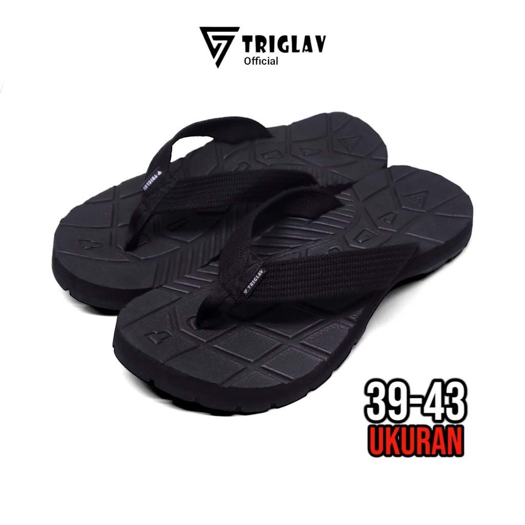 Jual Triglav - Sandal Casual Pria Jepit Murah Terbaru Full Black Gunung | Shopee Indonesia