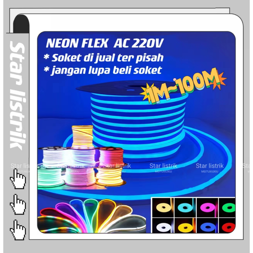 Jual LAMPU LED NEON FLEX SELANG 220V METERAN FLEXIBLE SIGN STRIP ...