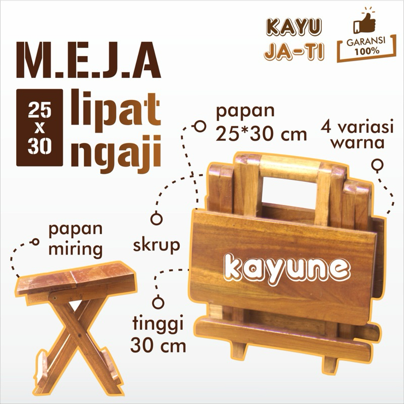 Jual Meja Lipat Rekal Ngaji Mini 25x30 cm Papan Miring Material Kayu ...