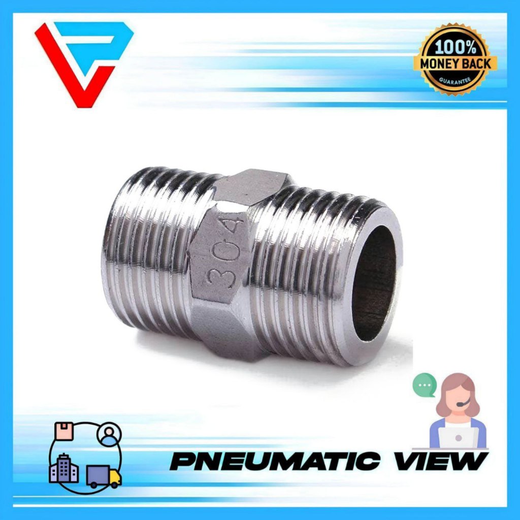 Jual Double Nepel Stainless 1/4 / Stainless Steel Equal Hex Nipple Connector Drat 1/4" | Shopee ...