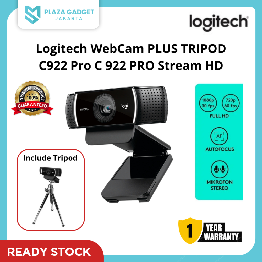Jual Logitech WebCam PLUS TRIPOD C922 Pro C 922 PRO Stream HD Original ...