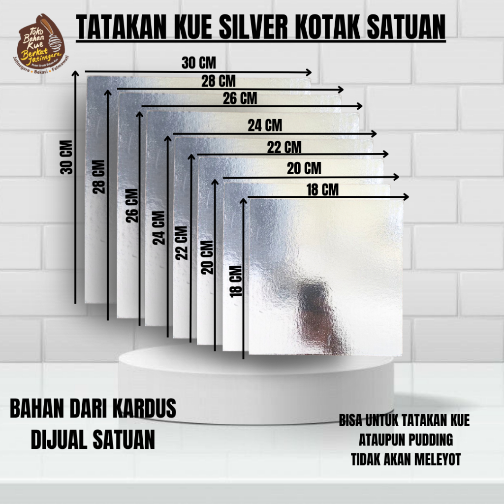 Jual TATAKAN KUE SILVER KOTAK SATUAN TEBAL / ALAS KUE ULANGTAHUN BAHAN ...