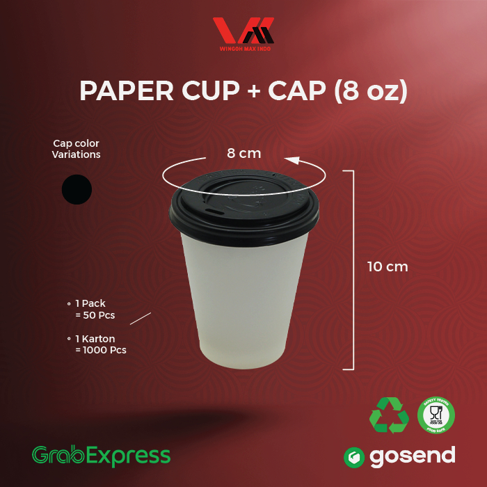 Jual Paper Cup 8oz 240ml / Cup Kertas 8 oz 240 ml / Cup MInuman Panas & Dingin - 50 Pcs - CUP ...
