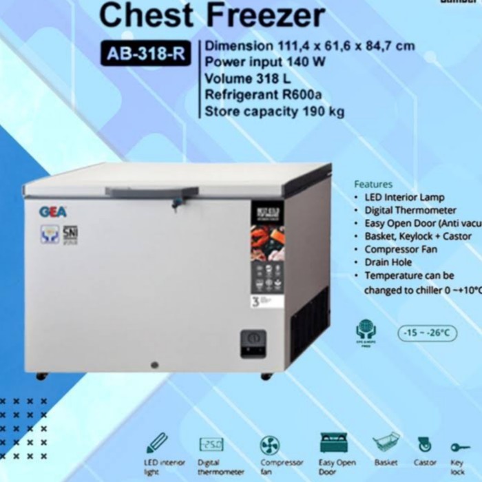 Jual GEA AB-318-R Chest Freezer AB-318R 318Liter KHUSUS JABODETABEK ...
