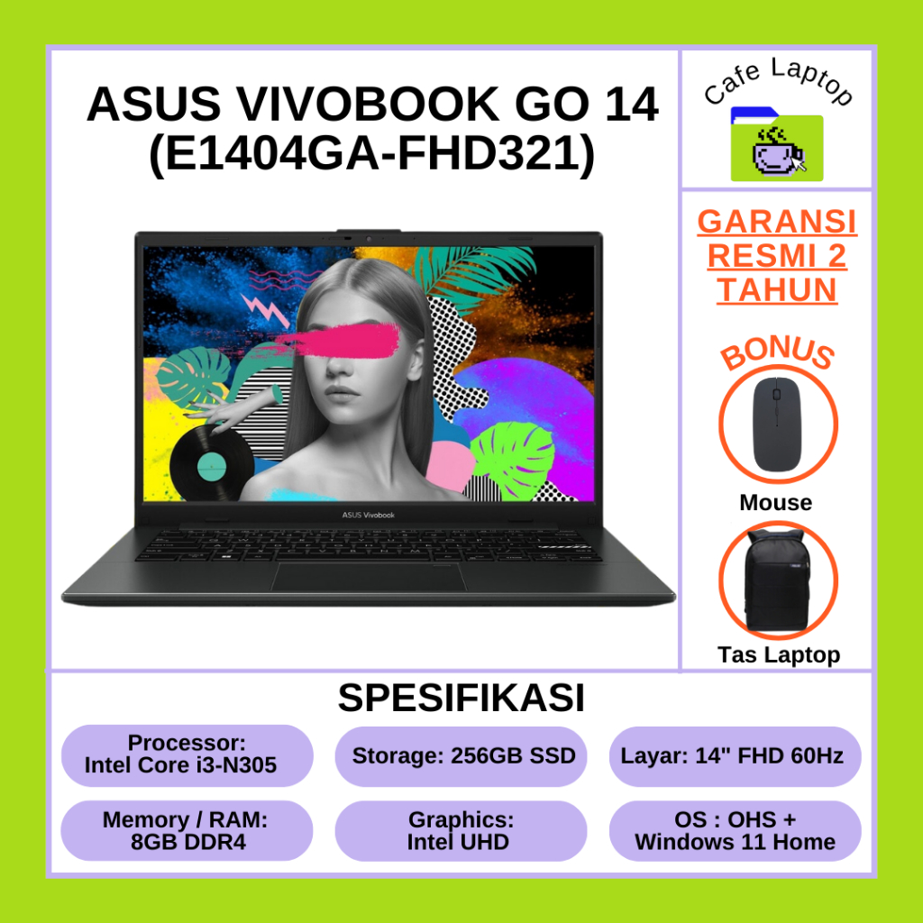 Jual Asus Vivobook Go 14 E1404GA-FHD321 Core i3-N305/8GB 256GB SSD/14 ...