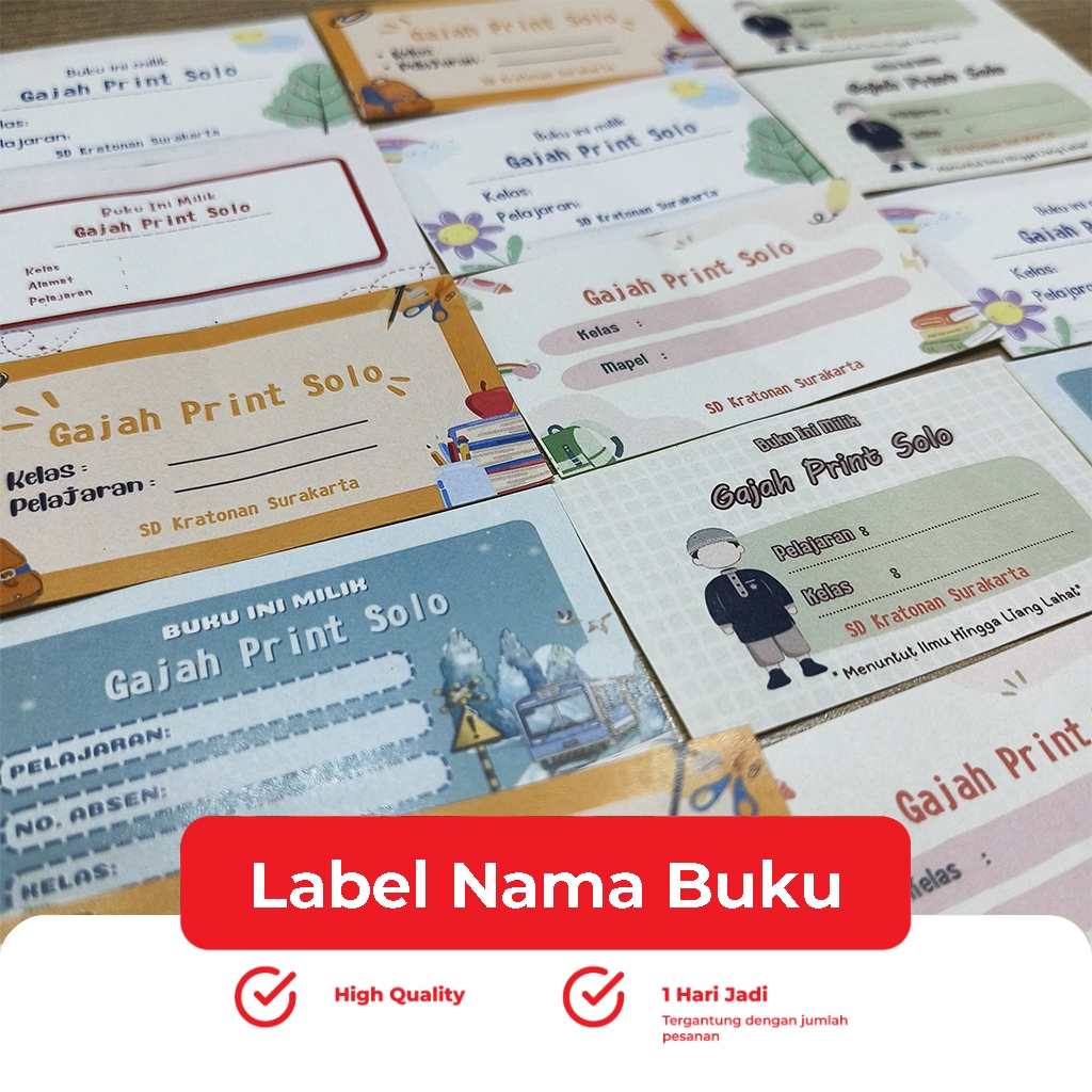 Jual Stiker Nama Buku / Stiker Custom Nama Buku Pelajaran Sekolah Anak ...