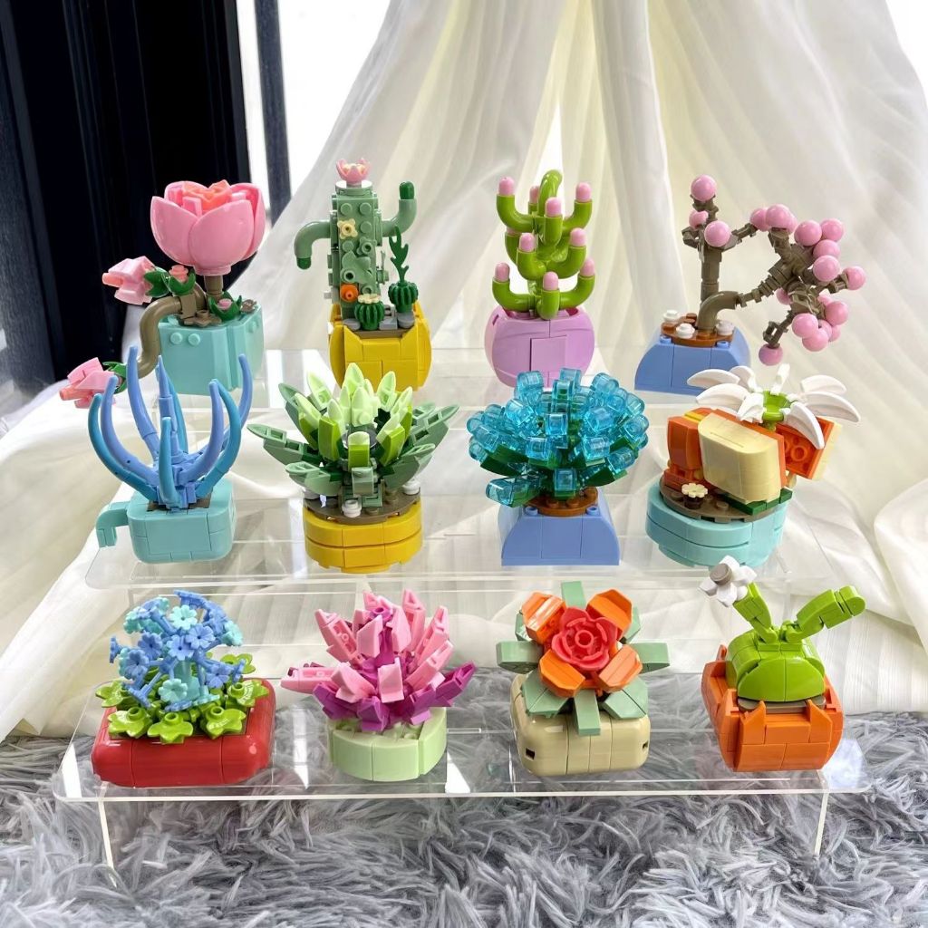 Jual Mainan Blok Mini Sukulen Edukatif DIY Flower Block Pot Tanaman ...