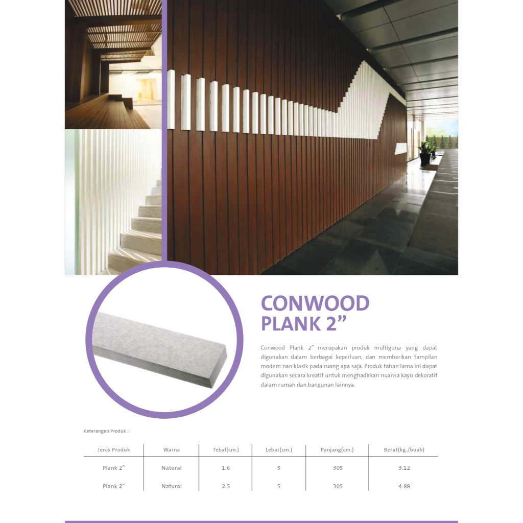 Jual Conwood plank 2" (50 x 3050 x 25 mm) / Papan conwood / dinding ...