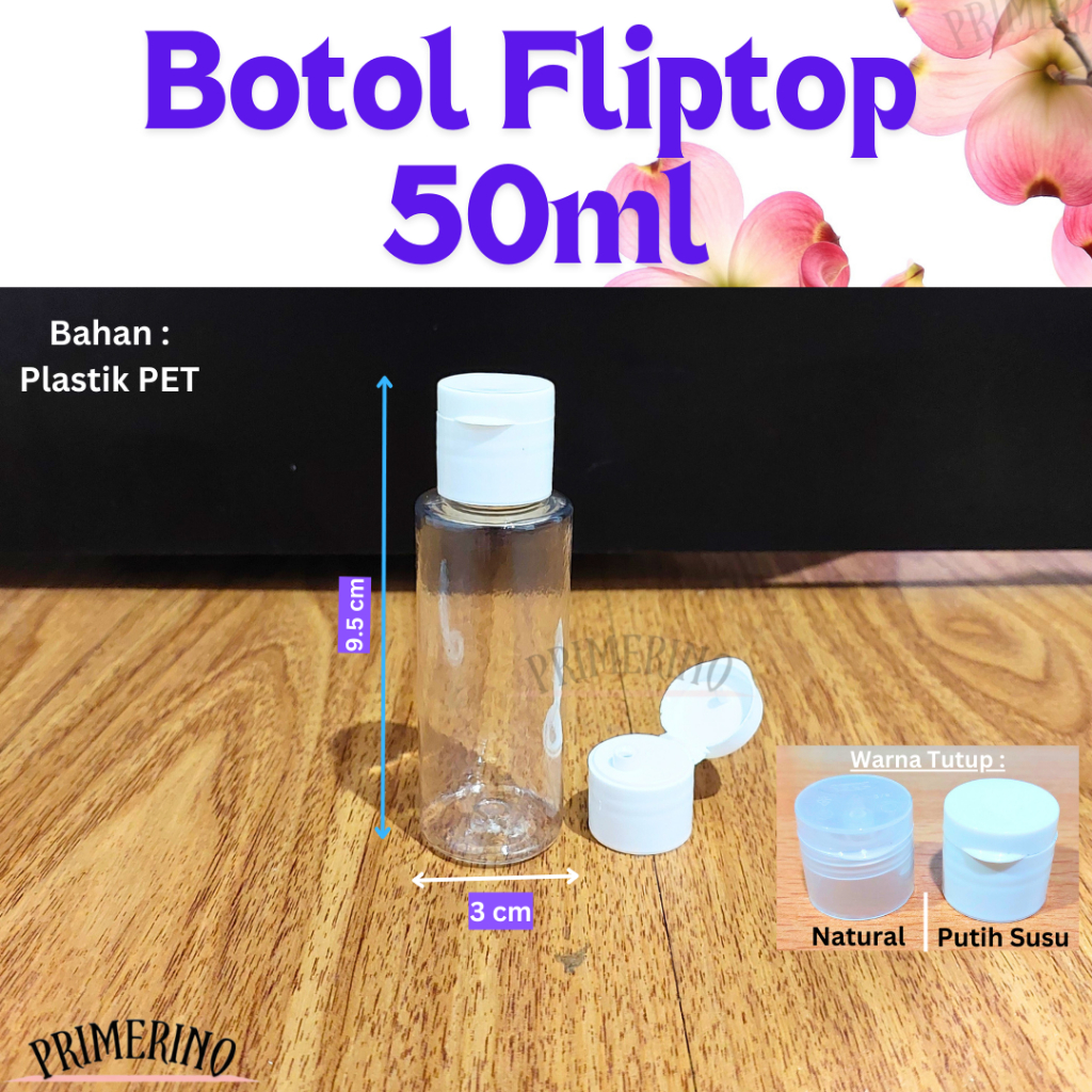 Jual Botol Fliptop 50ml / Botol Plastik PET 50 ml / Botol Flip Top ...