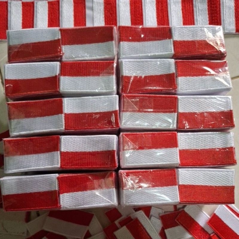 Jual BADGE MERAH PUTIH BORDIR (1 PACK ISI 100PCS) / Emblem Merah Putih ...