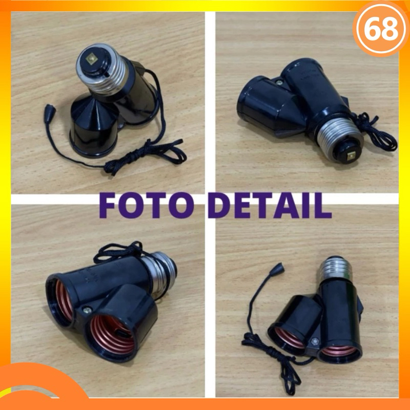 Jual FITTING LAMPU TARIK 3 in 1 Cabang 2 x E27 dua lampu | Shopee Indonesia