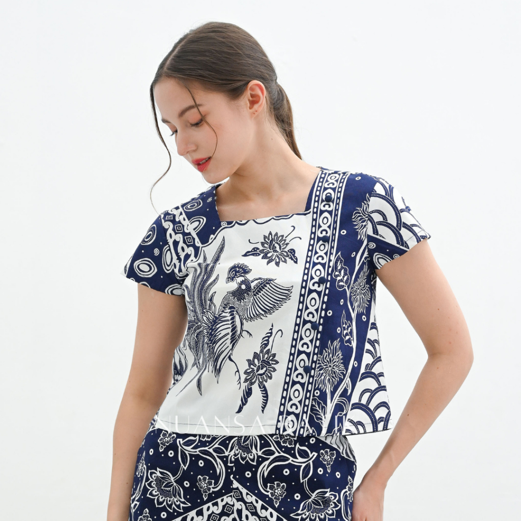Jual Nuansa Batik Blouse Batik Model Crop Lengan Pendek Bahan Katun ...