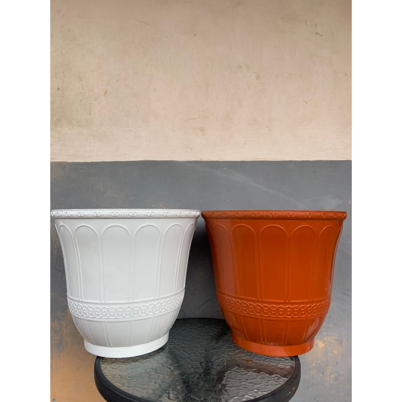 Jual pot bunga tanaman tinggi cjp roma 30 35 40 putih bahan tebal ...