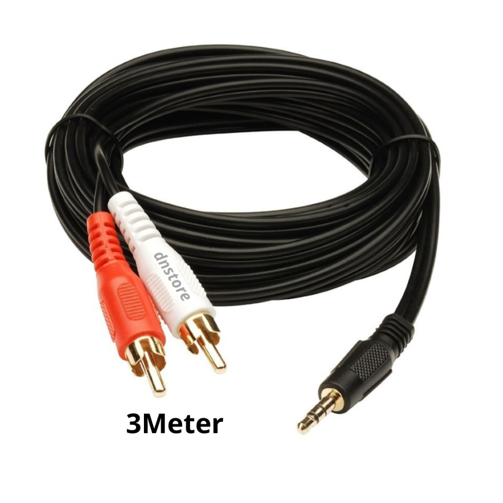 Jual Kabel rca to jack audio Aux 3.5mm 3 meter / kabel 2x1 / kabel ...