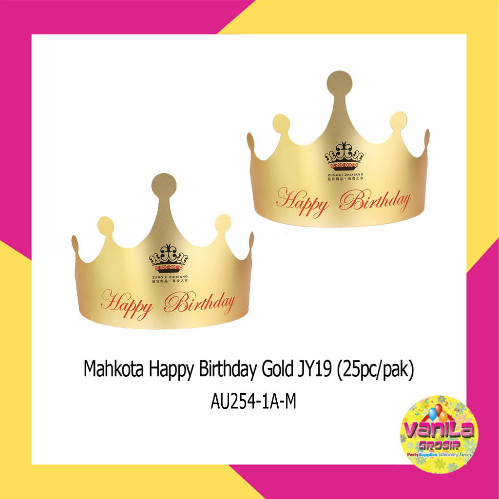 Jual Topi Mahkota HBD Gold Kertas, topi mahkota ulang tahun, topi ...