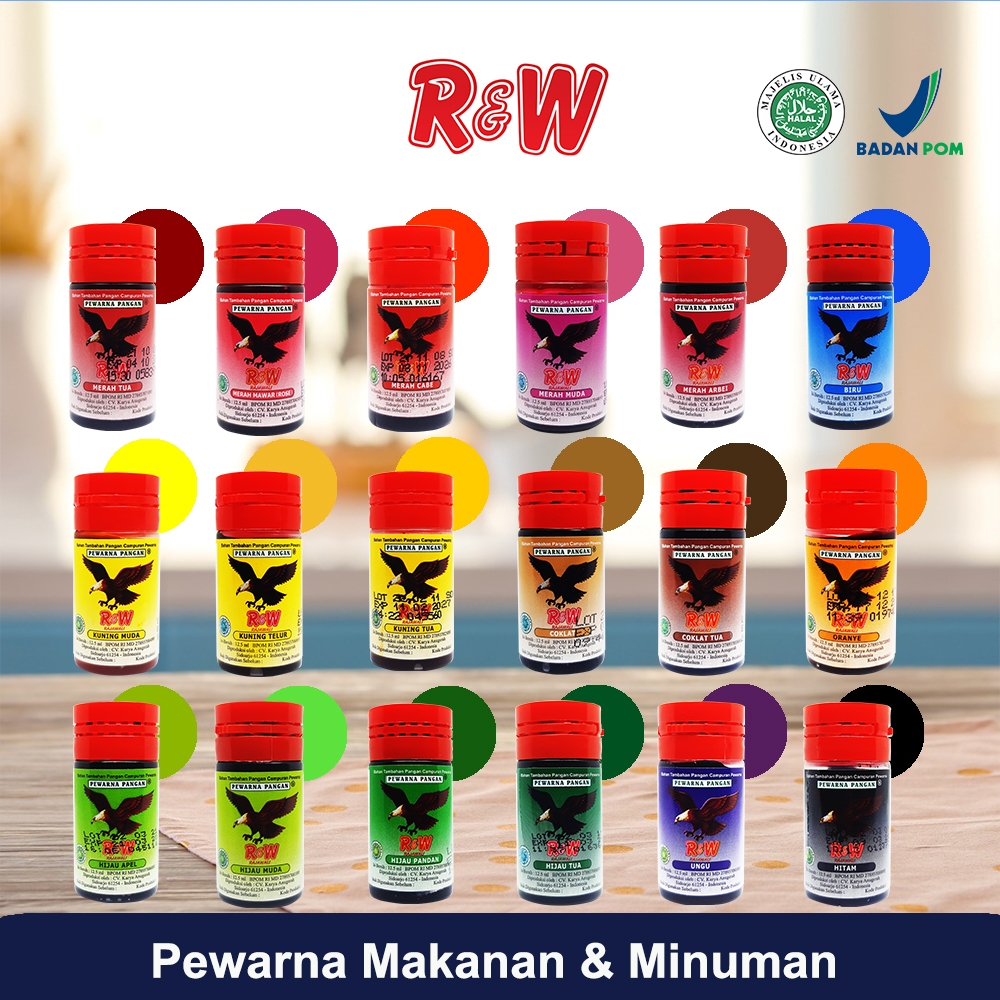 Jual Pewarna Makanan Minuman Kue Rajawali R&W RW 12,5 ml | Shopee Indonesia