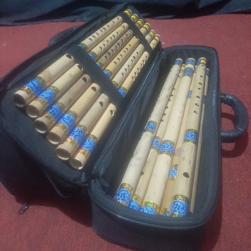 Jual suling bambu ( dangdut ) murah 1 set + tas gratis stand portable ...