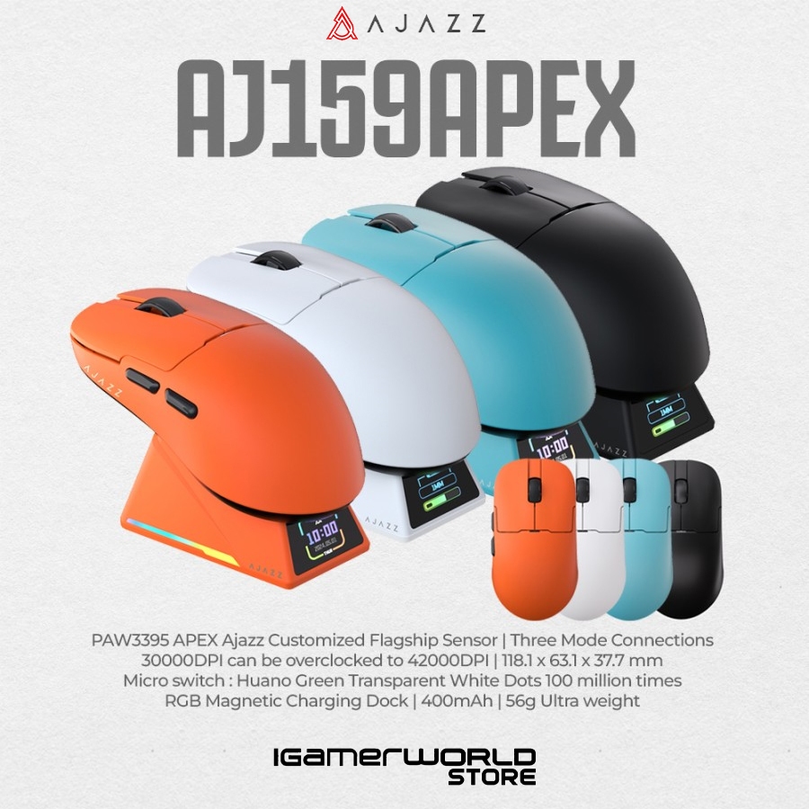 Jual Ajazz AJ159 APEX 8K Three Mode Wireless + Magnetic Charging Base Gaming Mouse | Shopee ...