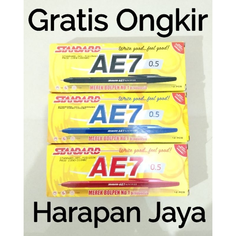 Jual Bolpoin Pen AE7 STANDARD 0.5mm Per Lusin ( ISI 12 PCS ) | Shopee Indonesia