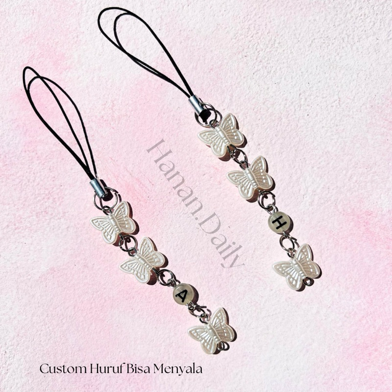 Jual Gantungan Kunci Handphone Kupu Custom Huruf Bisa Menyala ...