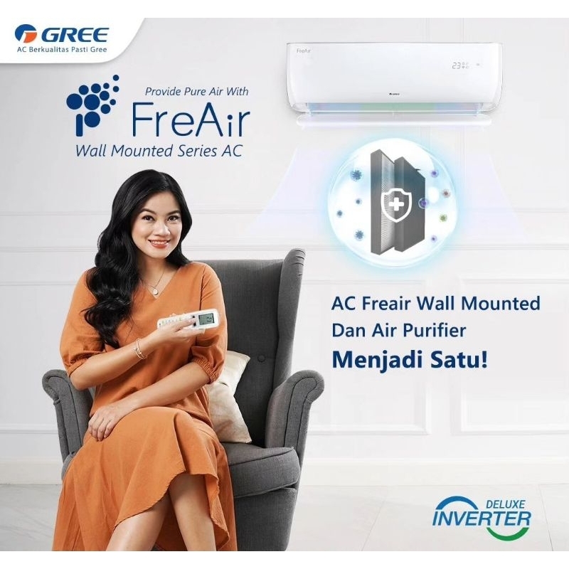 Jual Gree AC 1pk Freair air purifier Inverter 1 pk 09freair split low ...