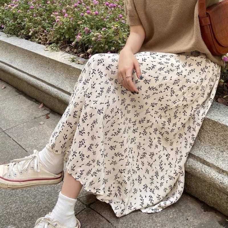 Jual Rok Wanita Korean Style Motif Bunga Terbaru Kekinian 2024 | Shopee ...