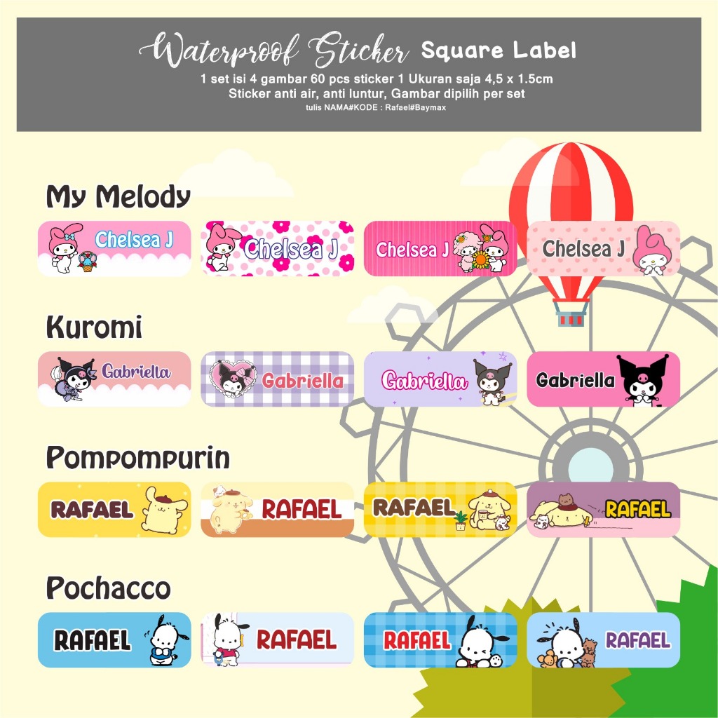 Jual Stiker Nama, Square Label, Sticker Label Nama, label nama | Shopee ...